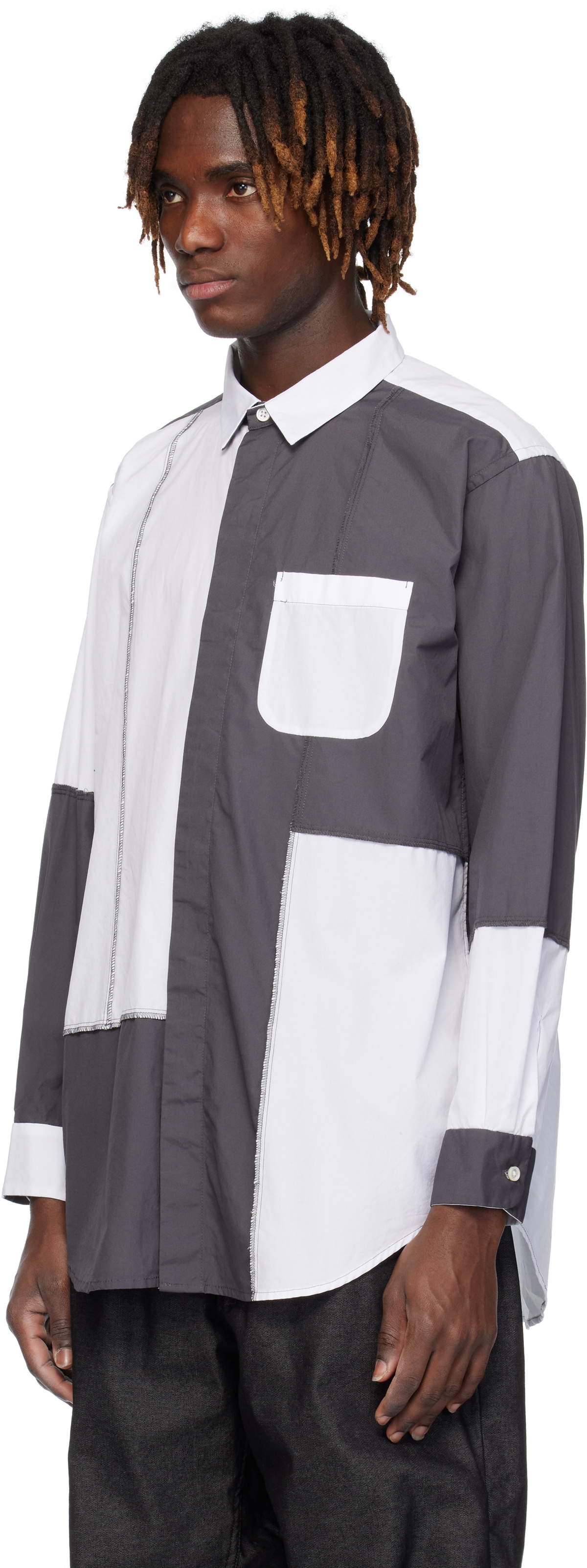 Engineered Garments Gray & White Short Collar Shirt Engineered Garments