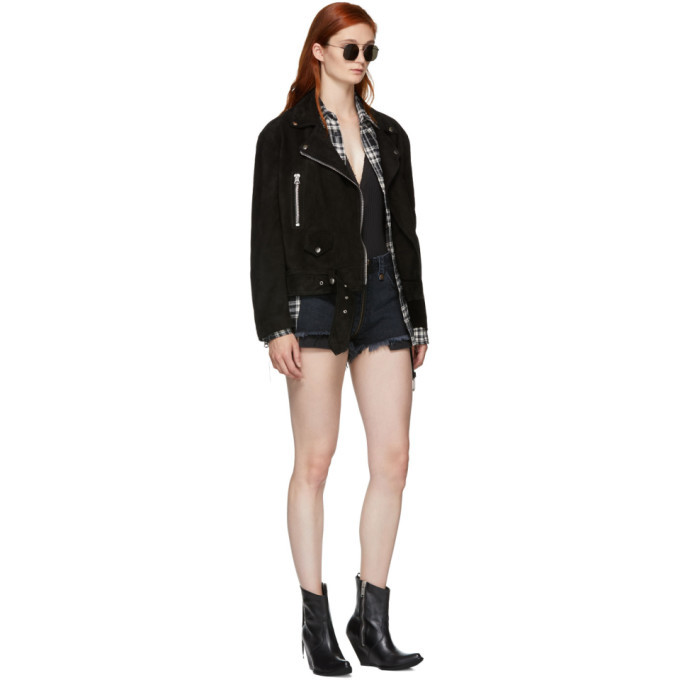 Unravel Black Zip Denim Shorts Unravel