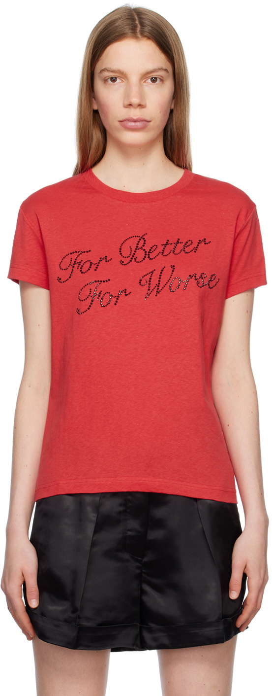 Acne Studios Red Rhinestone T-Shirt Acne Studios