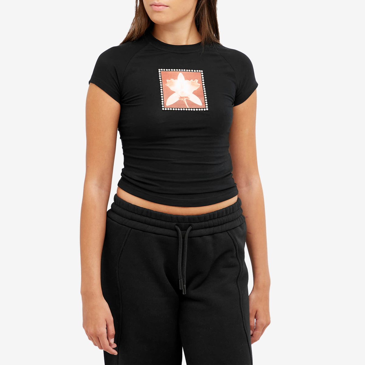 MISBHV Women's Lily Orchid Robert Mapplethorpe Baby T-Shirt in Black MISBHV