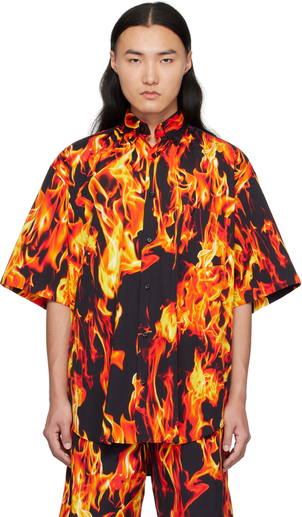 VETEMENTS Black & Orange Fire Shirt Vetements