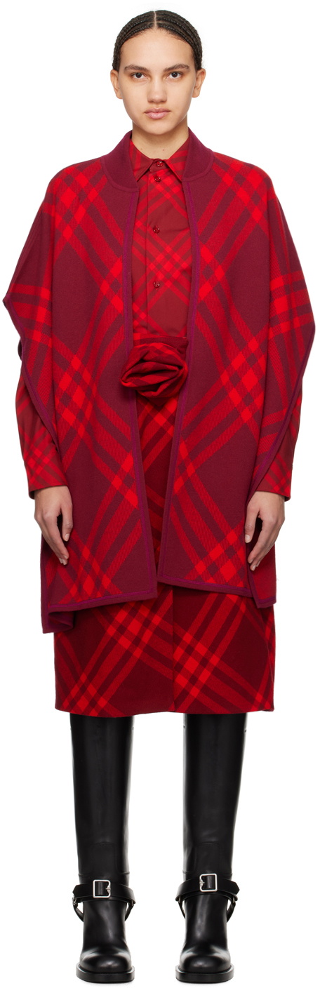 Burberry Red Check Coat Burberry