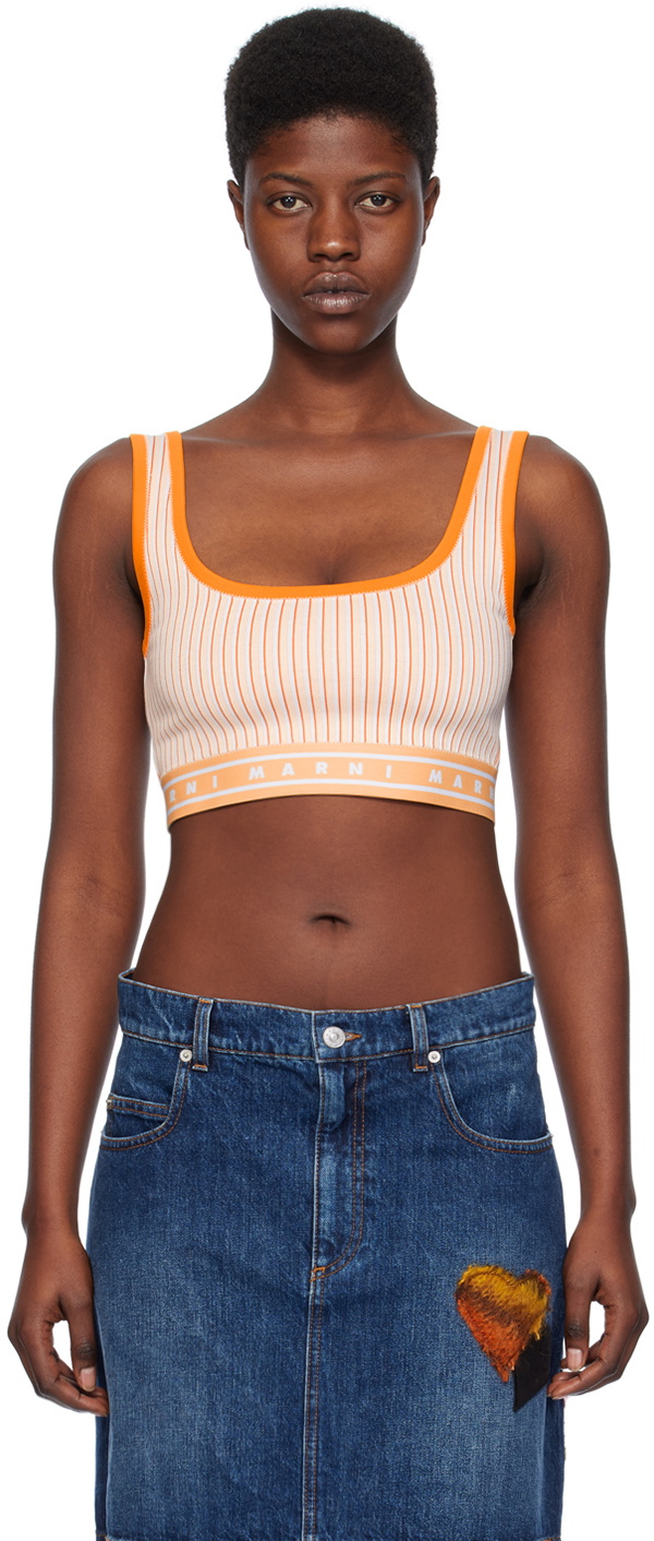 Marni Orange Striped Tank Top Marni