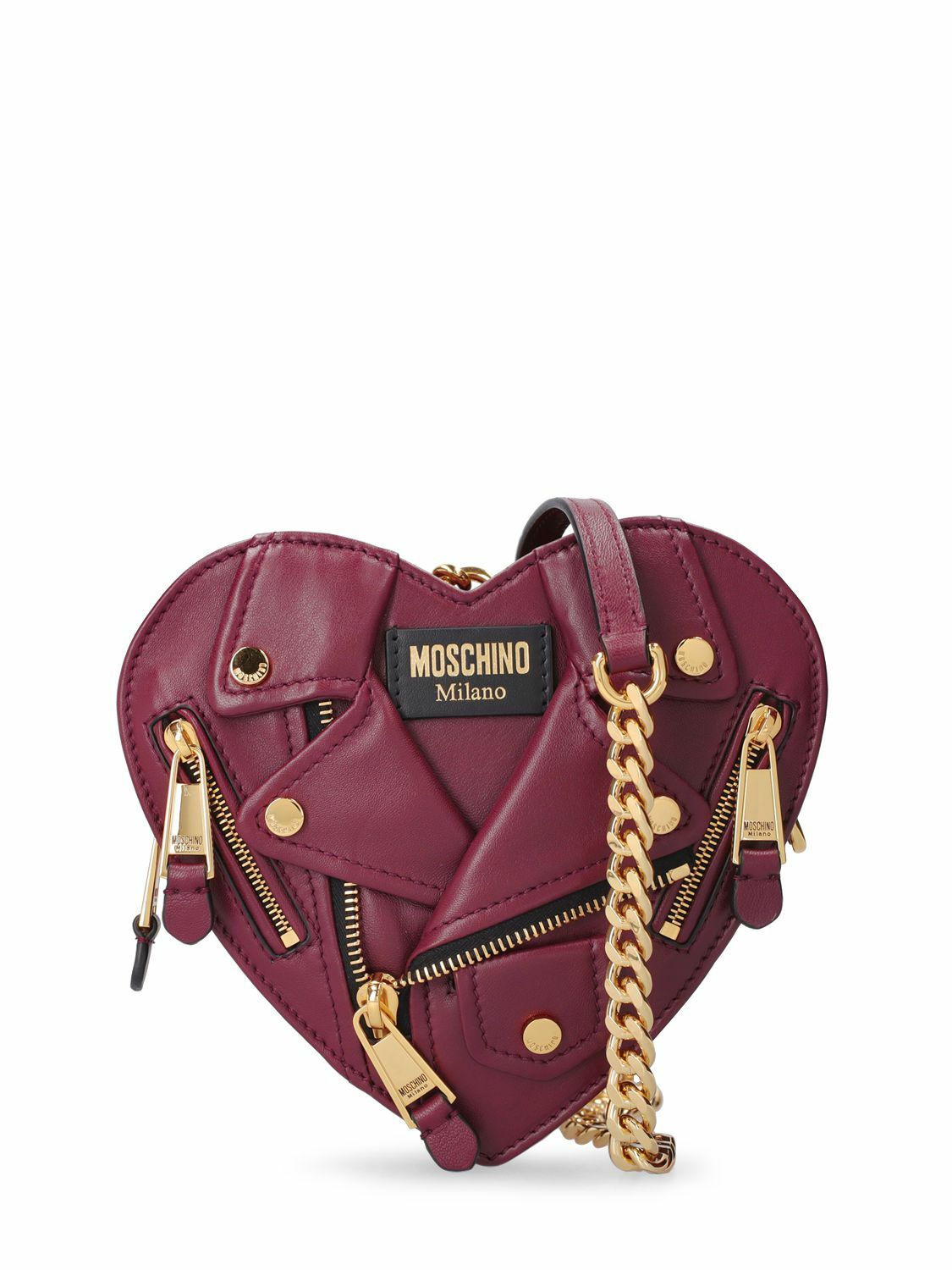 MOSCHINO - Biker Heart Leather Clutch Moschino