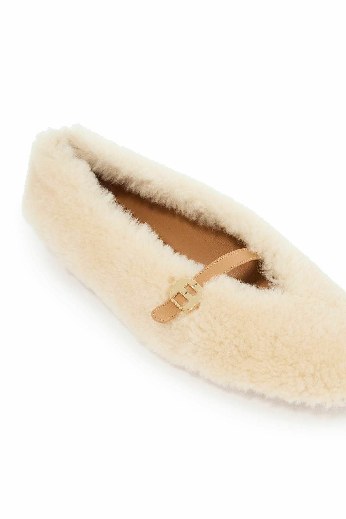 FERRAGAMO shearling ballet flats Neutro Salvatore Ferragamo