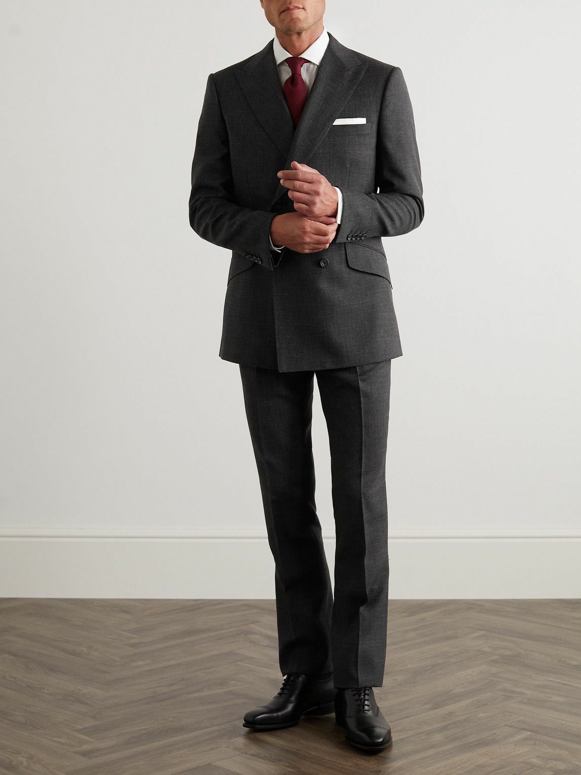 Kingsman - Double-Breasted Checked Wool Suit Jacket - Gray Kingsman