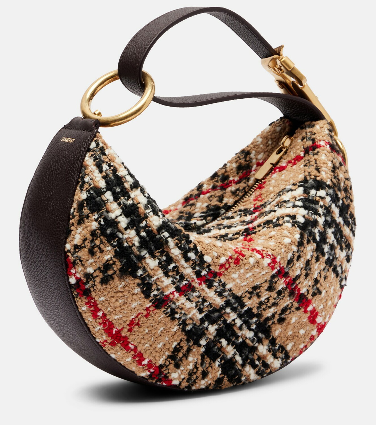 Burberry Knight Arc leather-trimmed bouclé shoulder bag Burberry