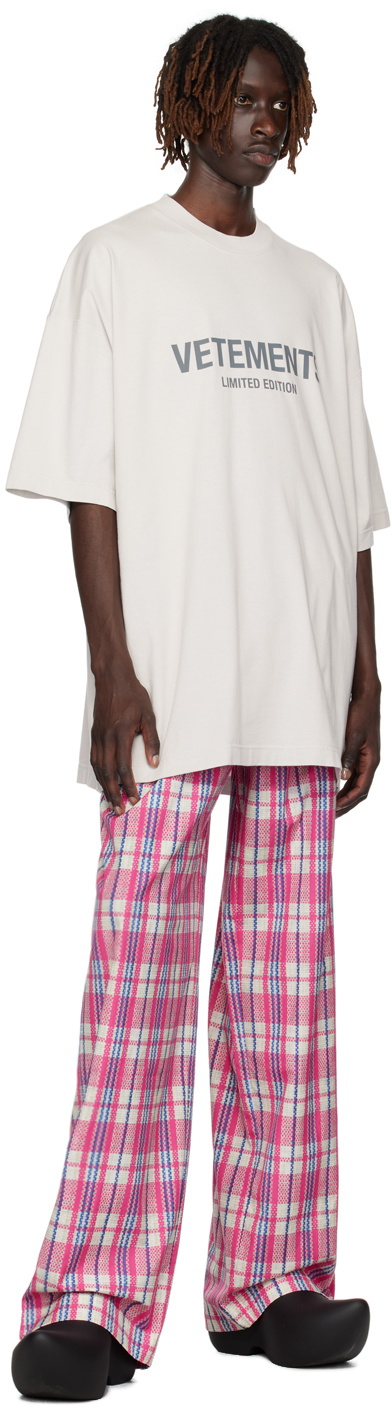 VETEMENTS Pink Check Sweatpants Vetements