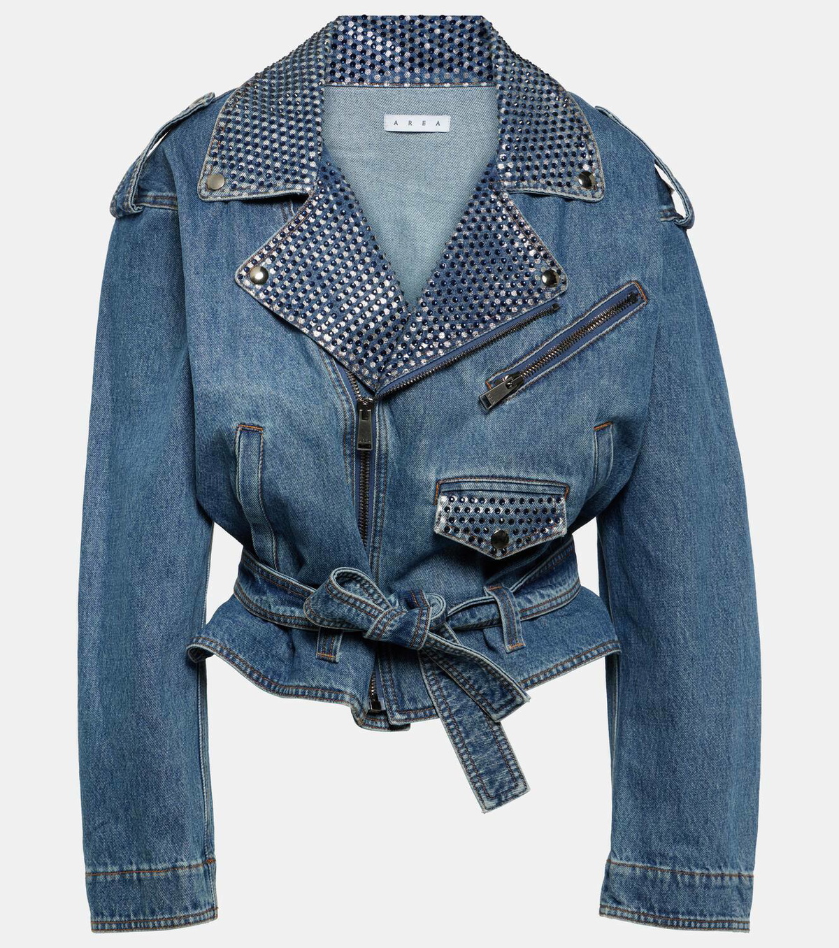 Area Crystal-embellished denim jacket AREA
