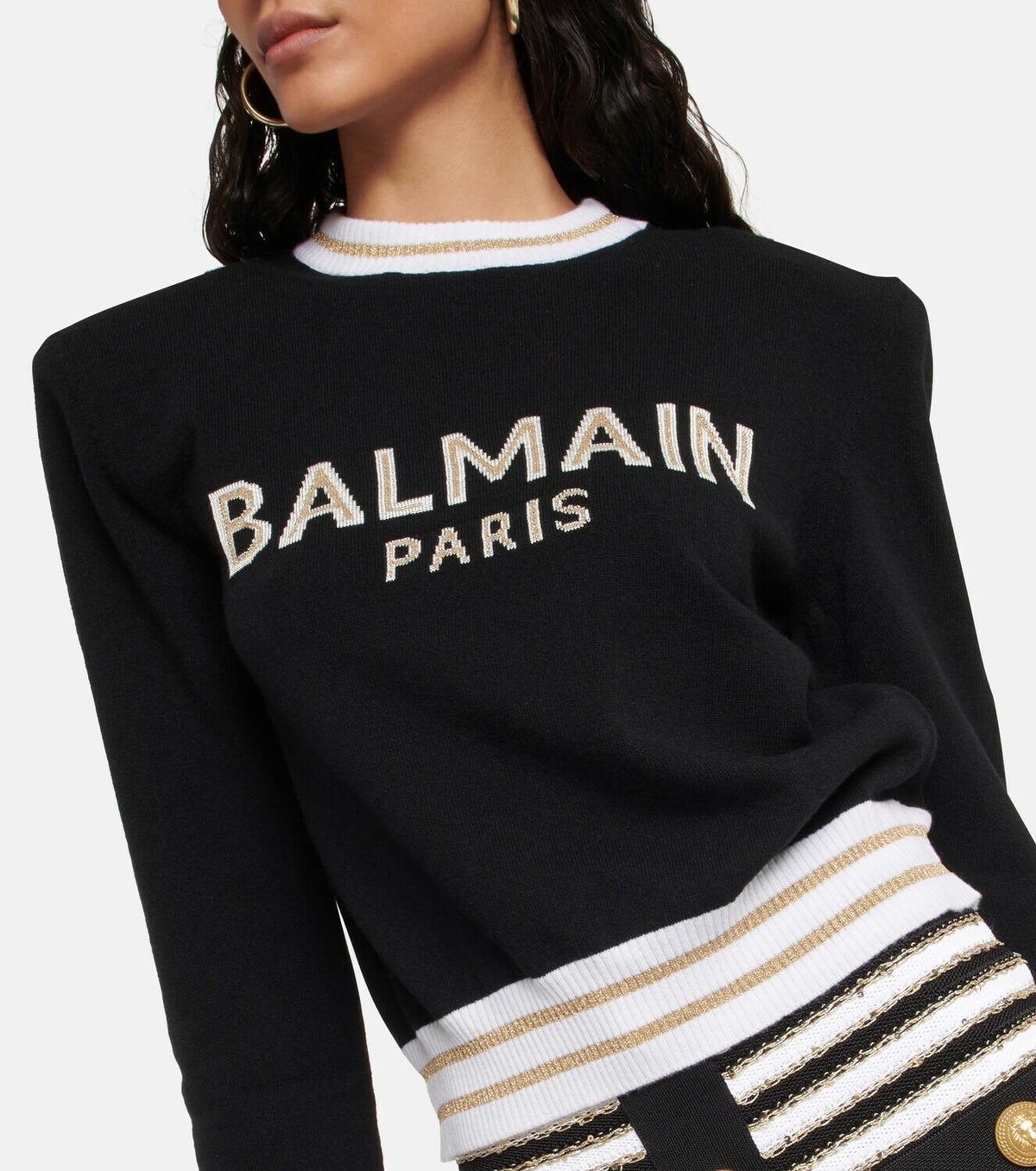 Balmain - Logo wool and cashmere cropped sweater Balmain