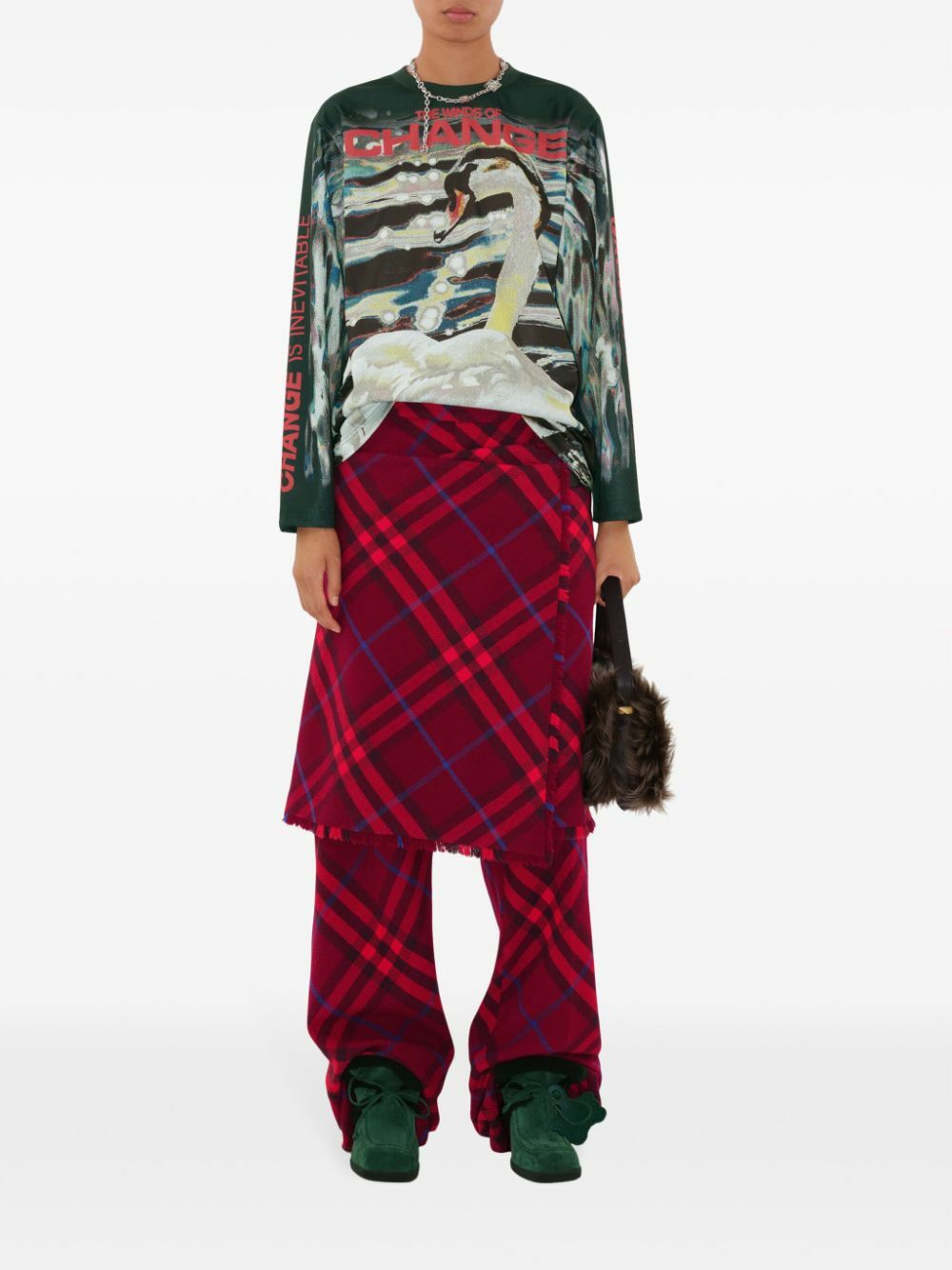 Burberry Red Check Wool Trousers Burberry