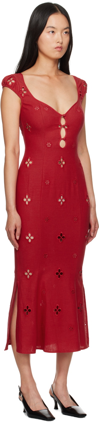Mirror Palais Red Maria En Morango Midi Dress