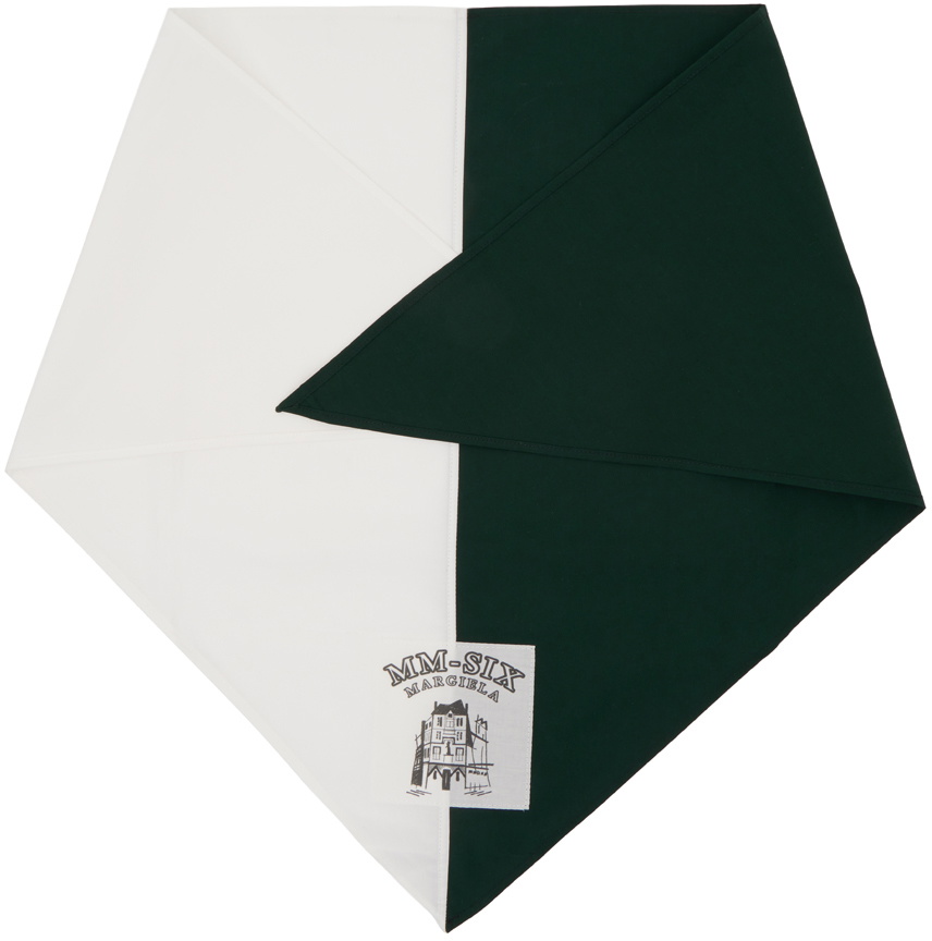 MM6 Maison Margiela Off-White & Green Contrast Foulard Scarf MM6 Maison ...