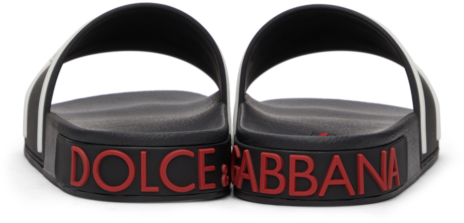 Dolce & Gabbana Black 'I Love D&G' Slides Dolce & Gabbana
