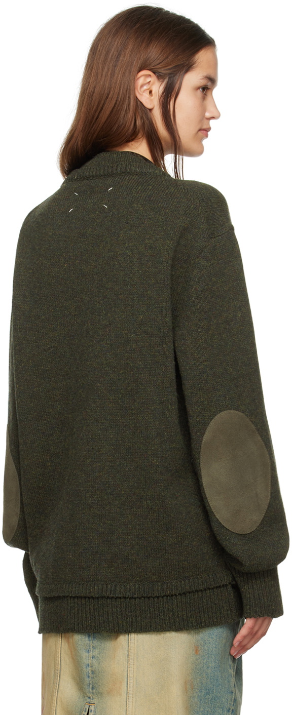 Maison Margiela Green Elbow Patch Sweater Maison Margiela