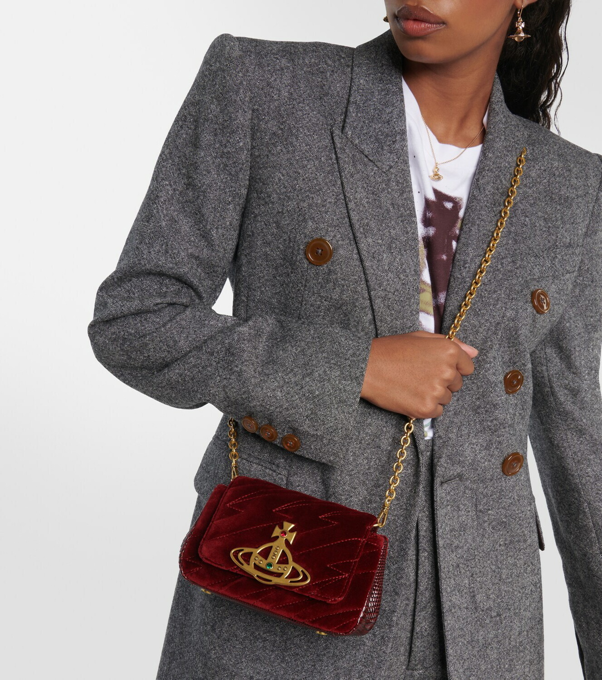 Vivienne Westwood Hazel Small velvet shoulder bag Vivienne Westwood