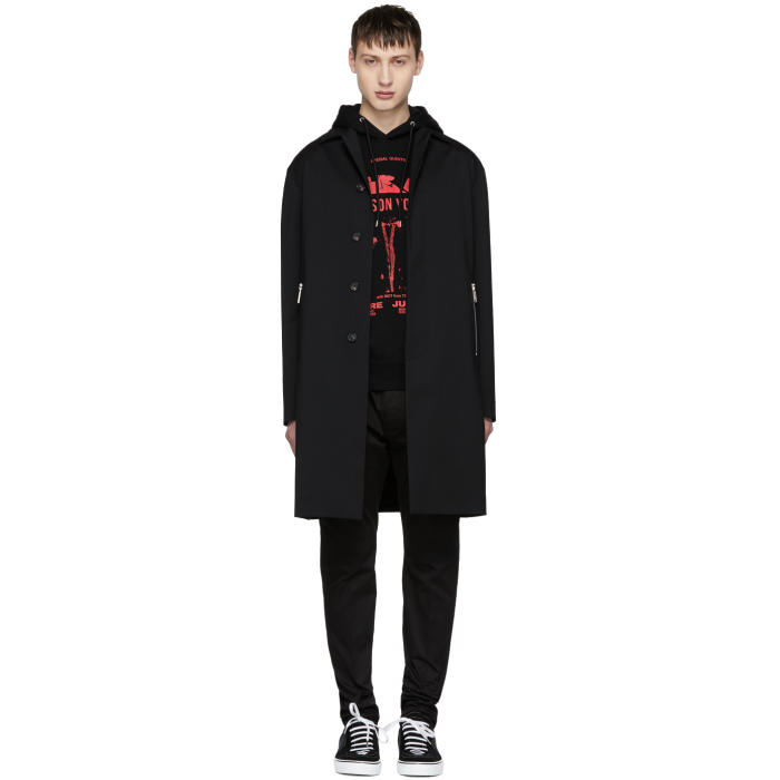 Dsquared2 Black Wool Zip Coat Dsquared2