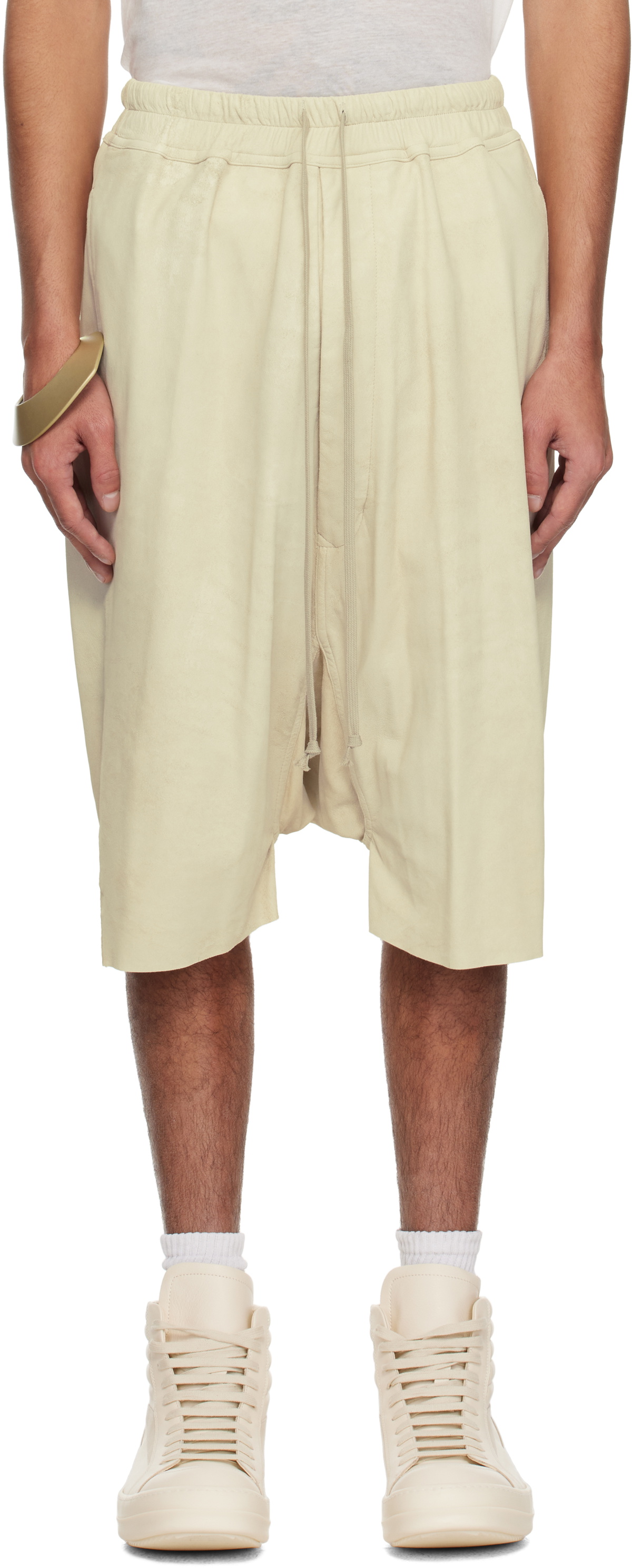 Rick Owens Off-White Hollywood Rick S Pods Leather Shorts Rick Owens