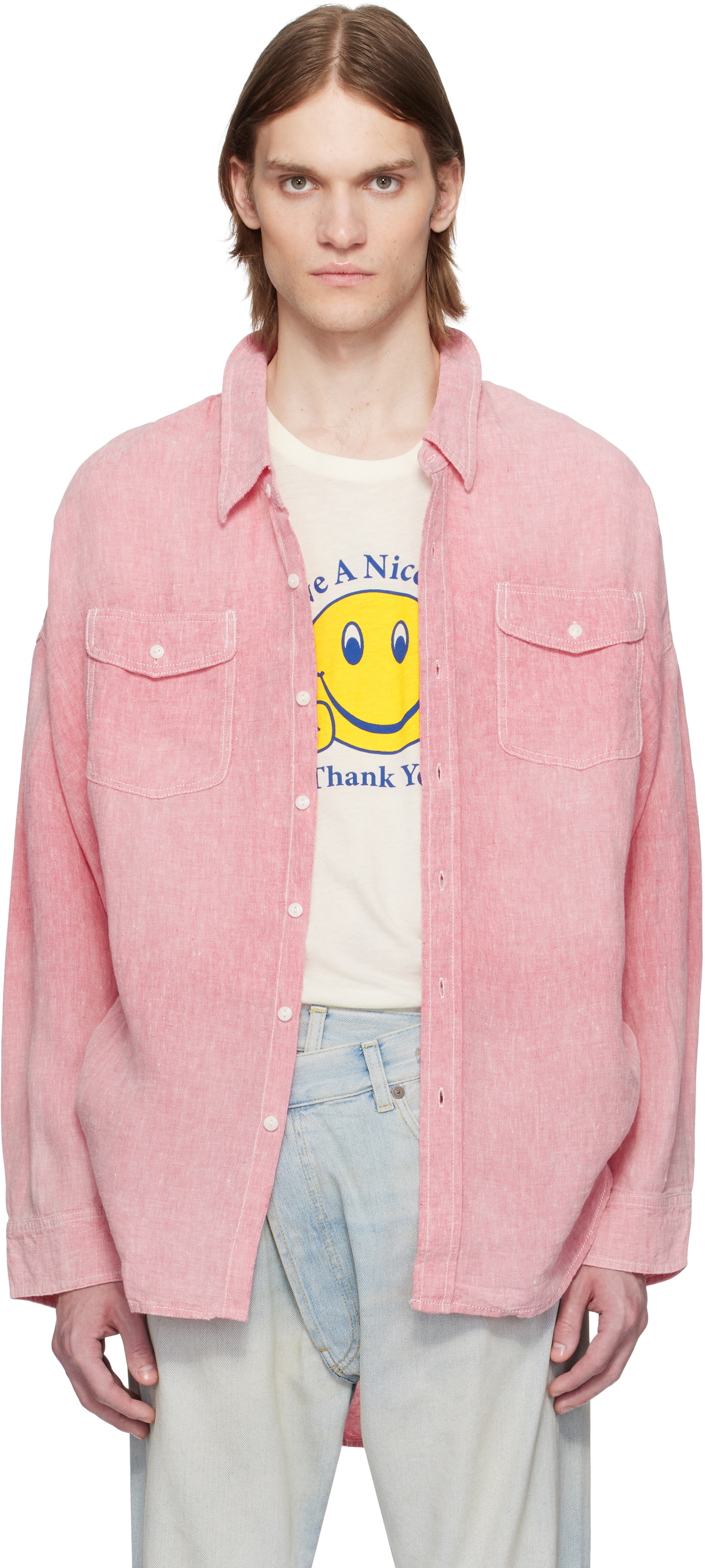 R13 Red Drop Neck Work Shirt R13