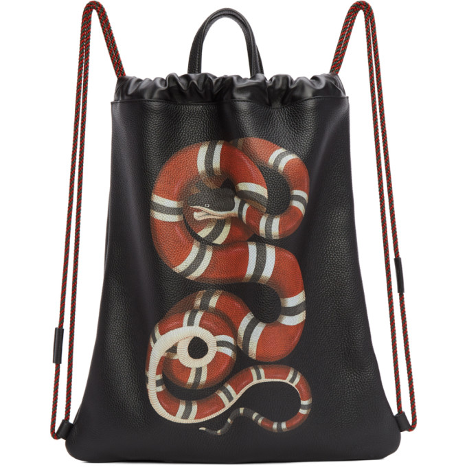 Gucci Black Snake Drawstring Backpack Gucci