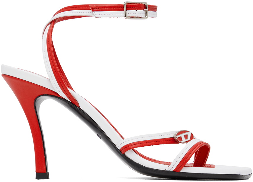 Diesel Red & White D-Venus Heeled Sandals Diesel