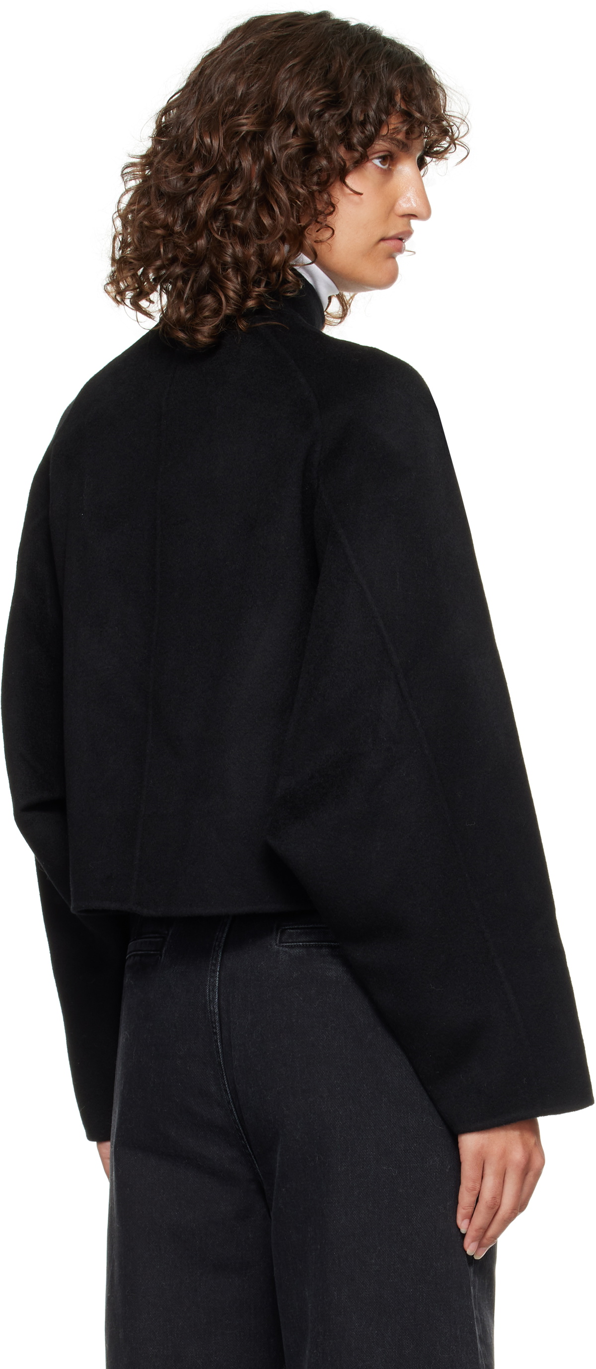 Loulou de Saison Black Nyma Wool Drap Jacket Loulou Studio