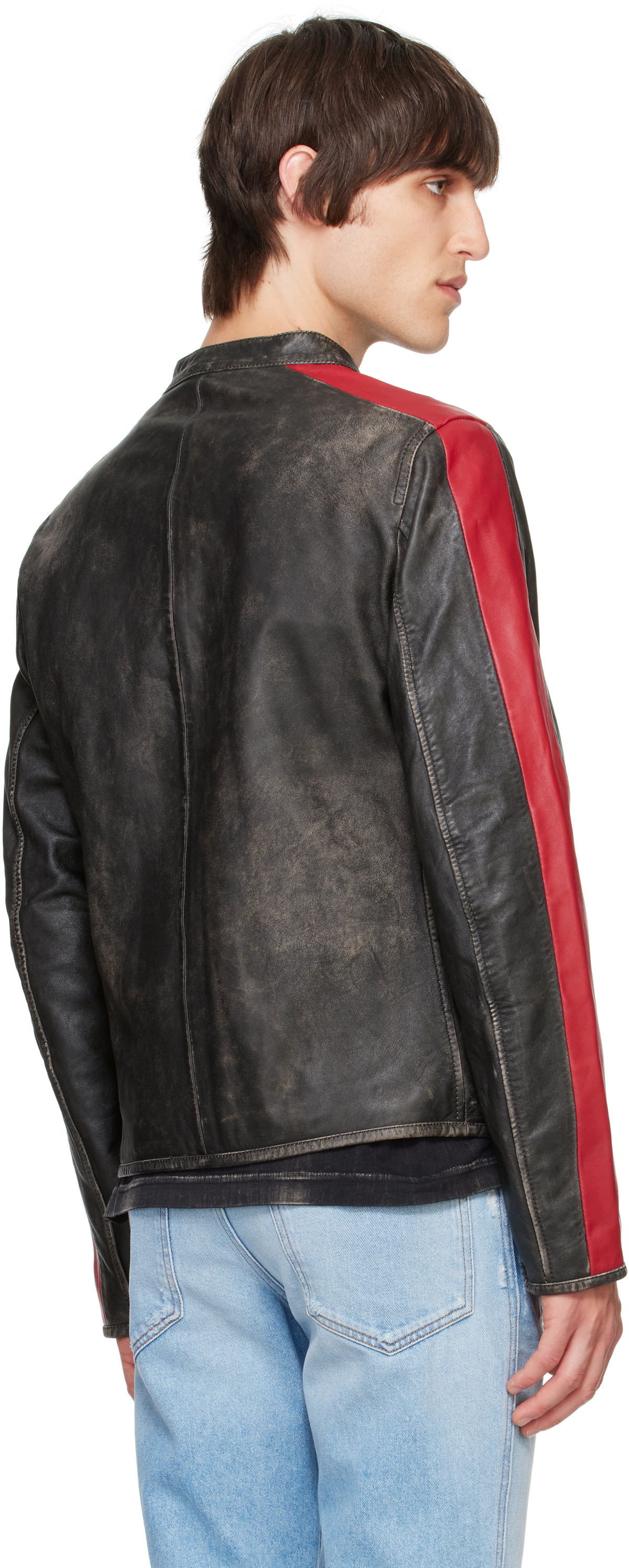 Diesel Black L-Renn Leather Jacket Diesel