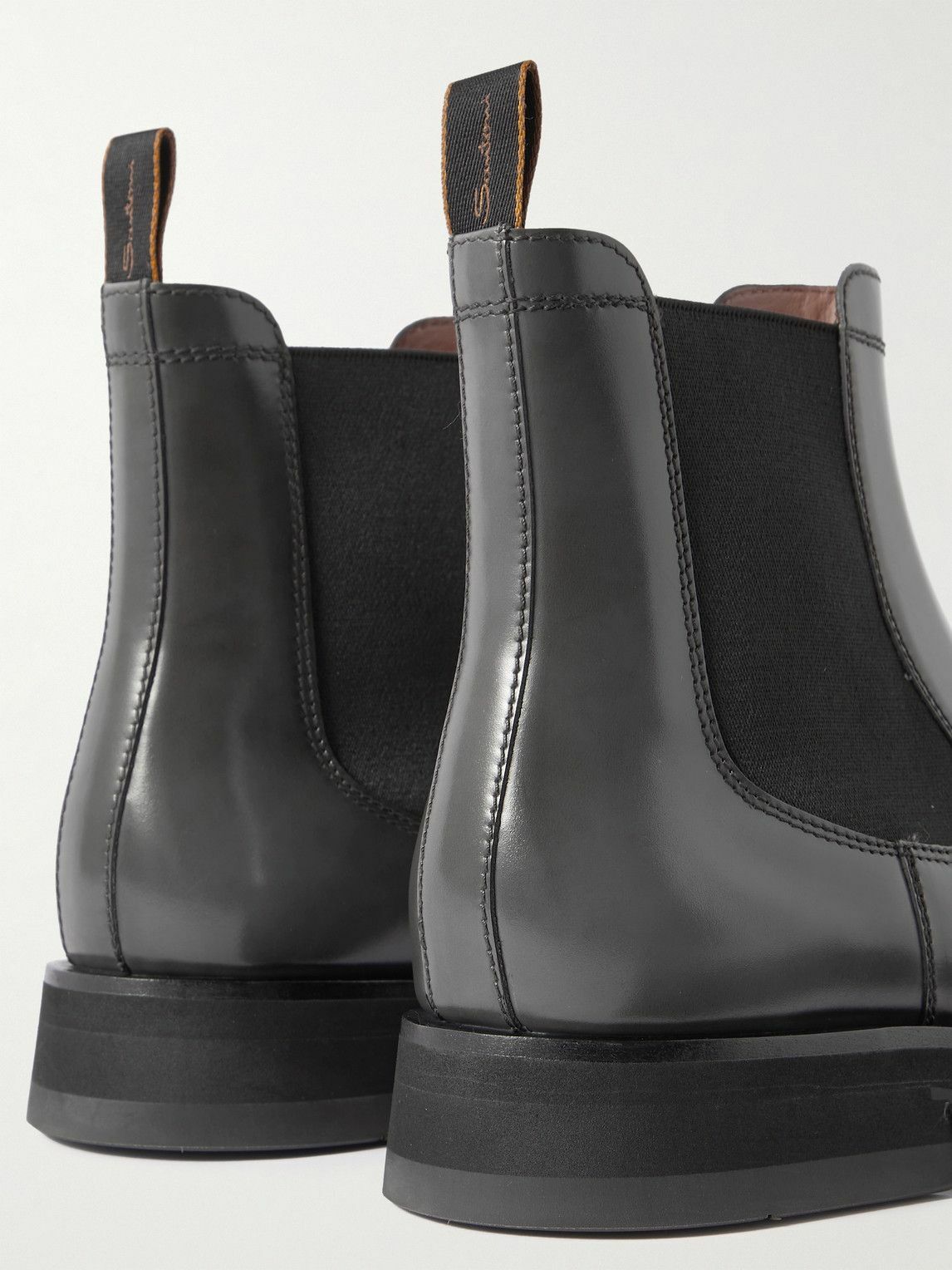 Santoni - Polished-Leather Chelsea Boots - Gray Santoni