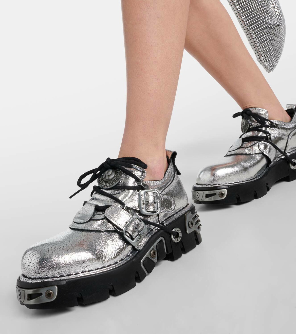 Rabanne x New Rock embellished leather boots Paco Rabanne