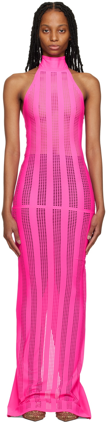 FAL-ASH Pink Lasercut Maxi Dress FAL-ASH