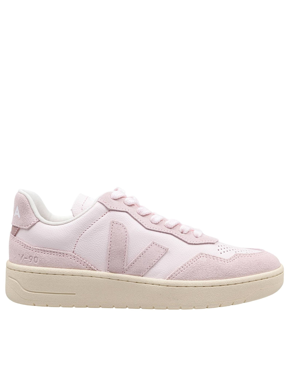 Veja V-90 Sneakers In Leather And Suede Color Petal VEJA