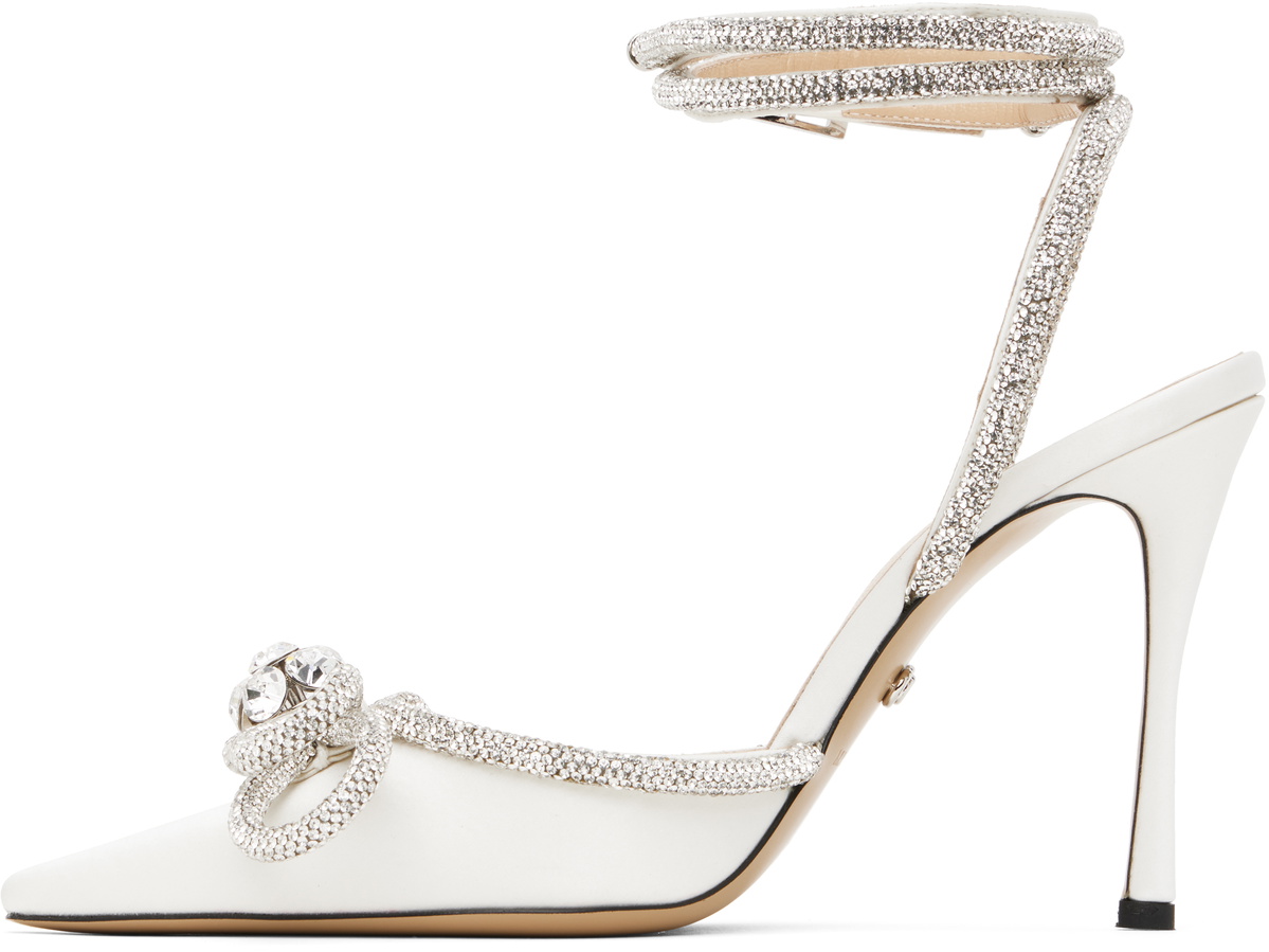MACH & MACH White Double Bow Satin Heels MACH & MACH