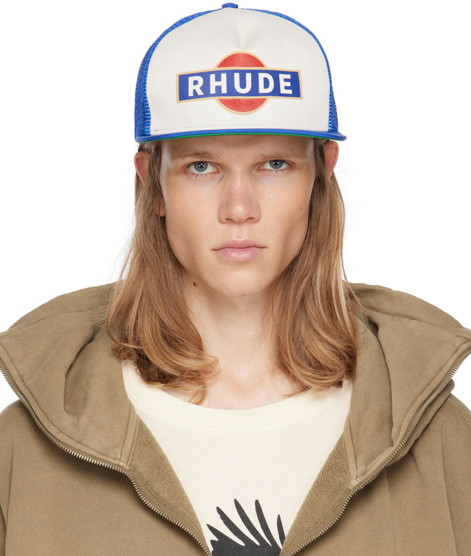 Rhude Blue & Off-White Racer Trucker Cap Rhude