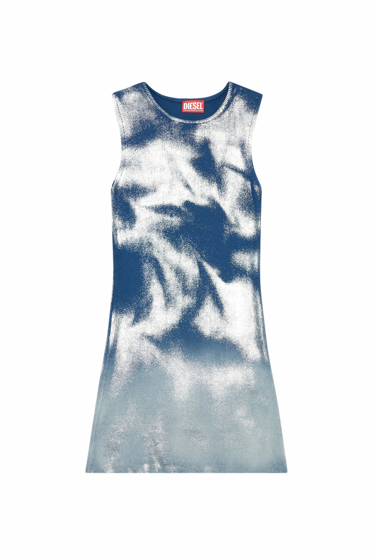 Diesel Short knit dress with metallic effects - Dresses Womens in Blue ...