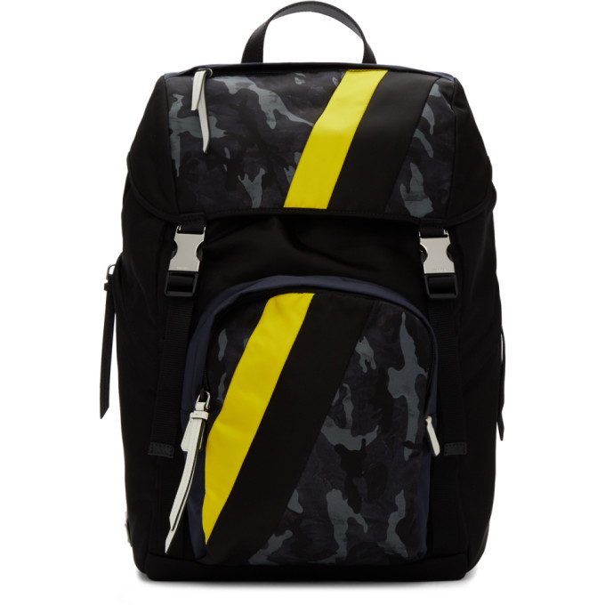 Prada Black Camo Technical Fabric Backpack Prada