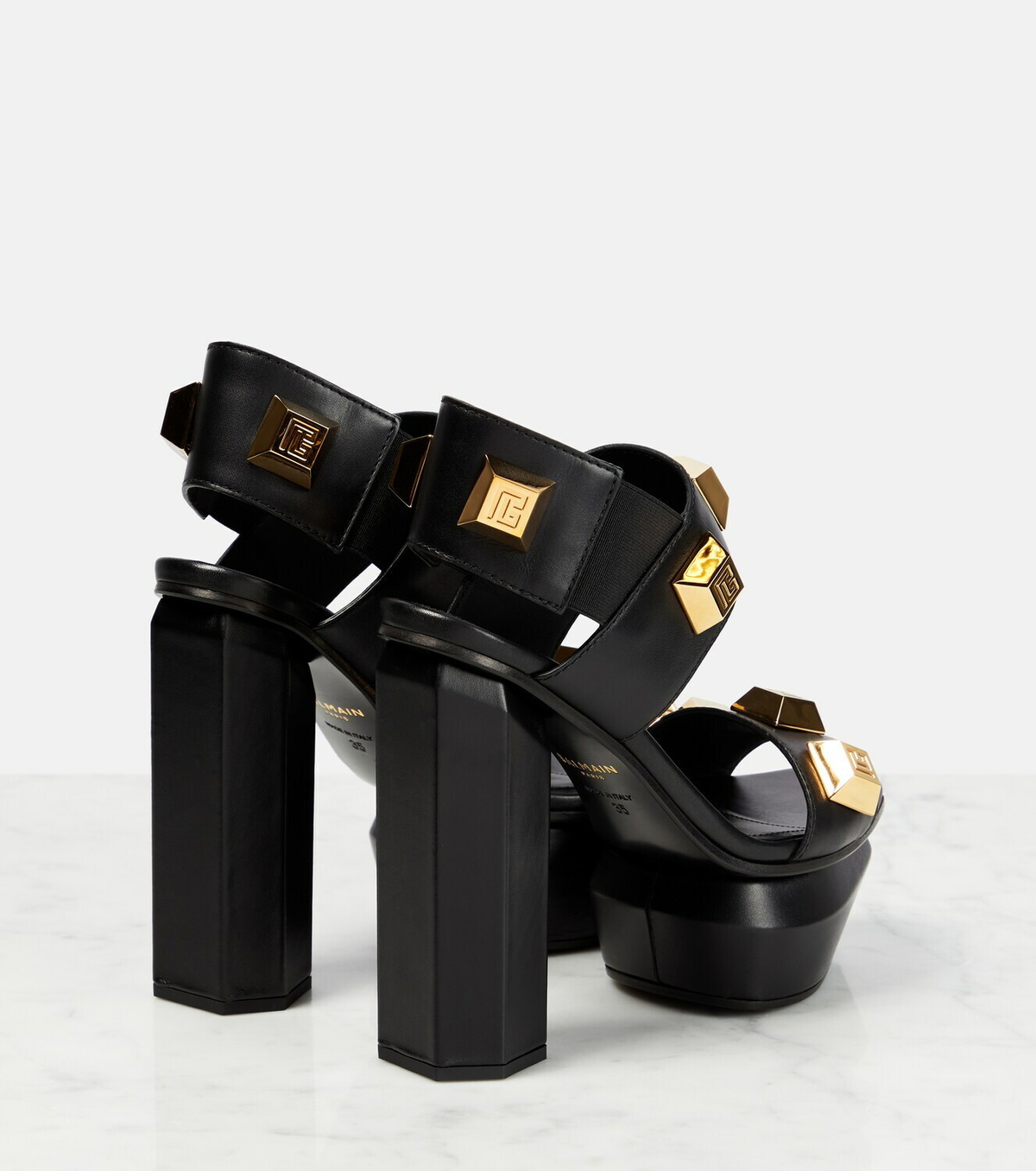 Balmain - Ava embellished leather platform sandals Balmain