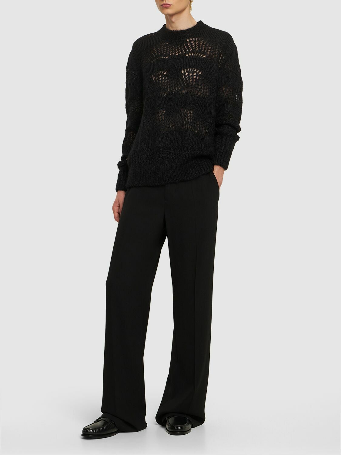SAINT LAURENT - Open Knit Mohair Blend Sweater Saint Laurent