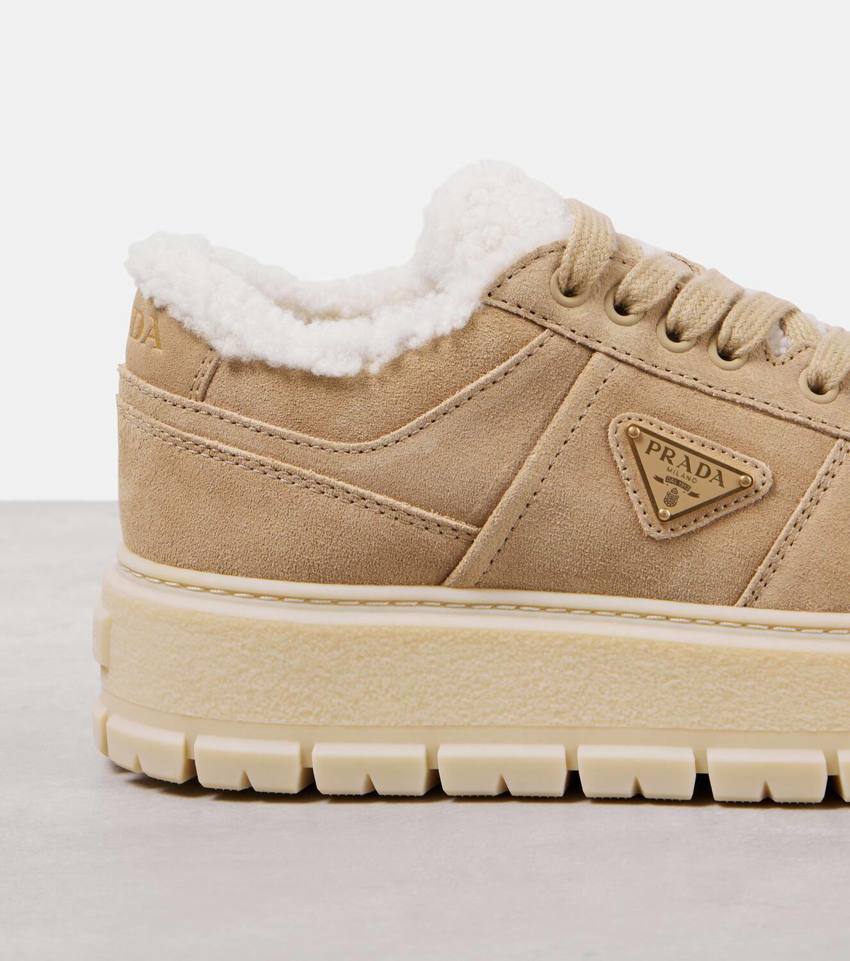 Prada Shearling-lined suede sneakers Prada