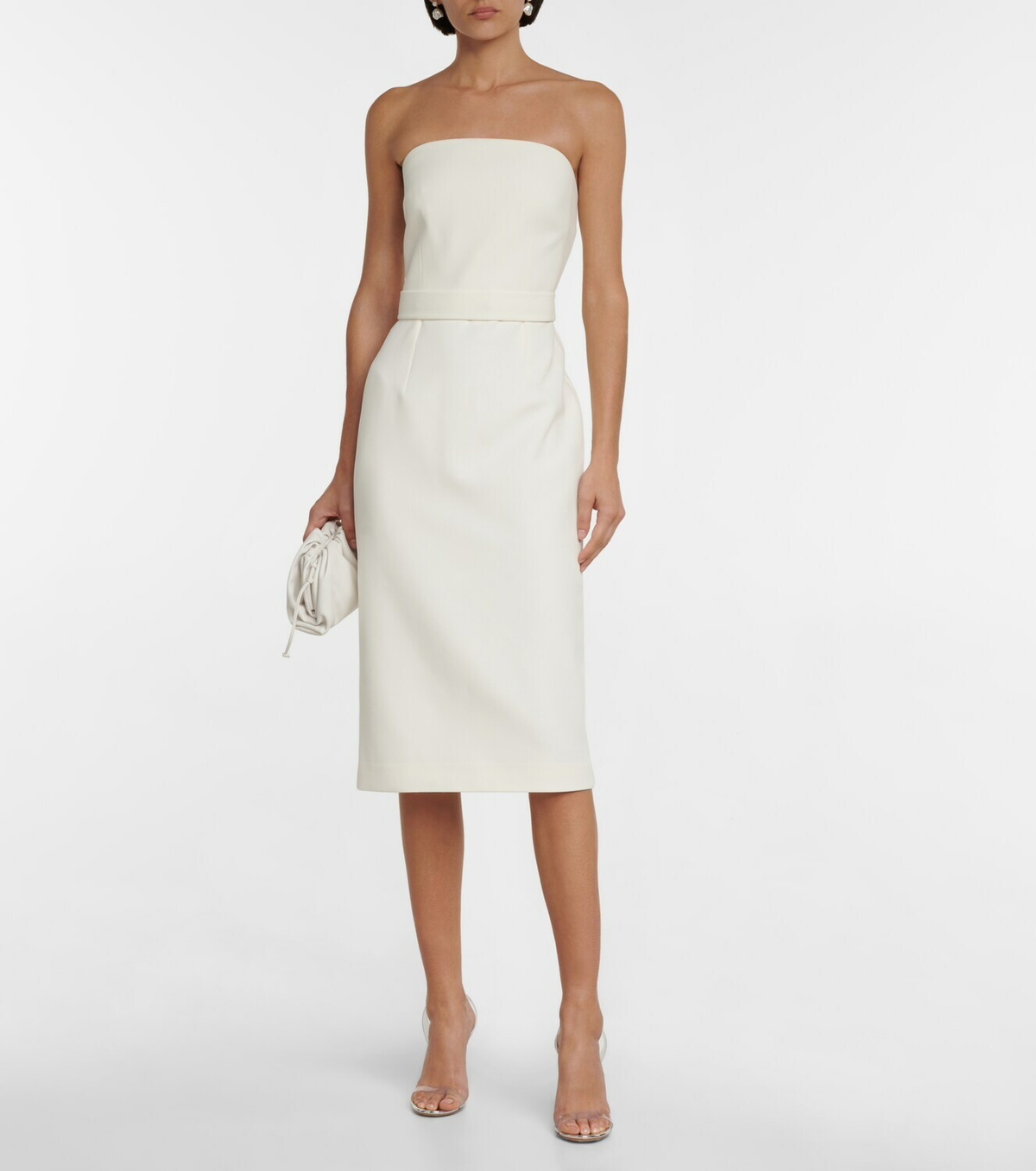 Safiyaa Bridal feather-trimmed crêpe midi dress Safiyaa