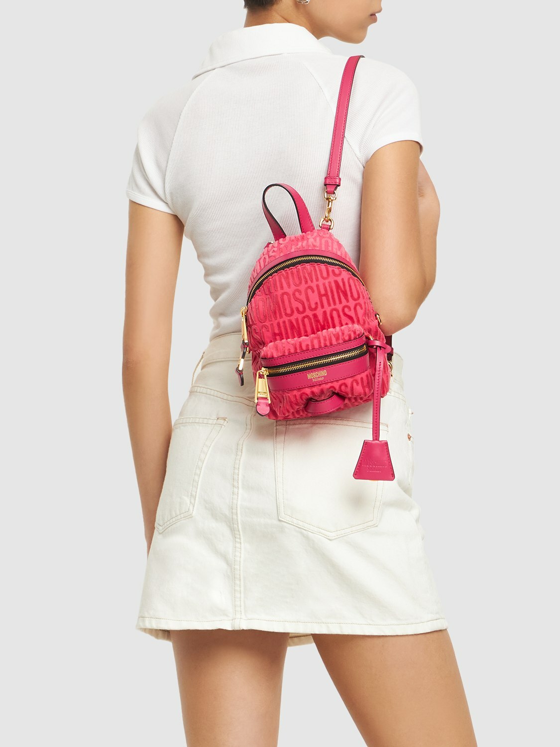 MOSCHINO - Velvet Logo Jacquard Backpack Moschino