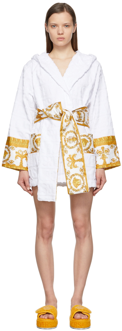 Versace Underwear White I Heart Baroque Robe Versace Underwear