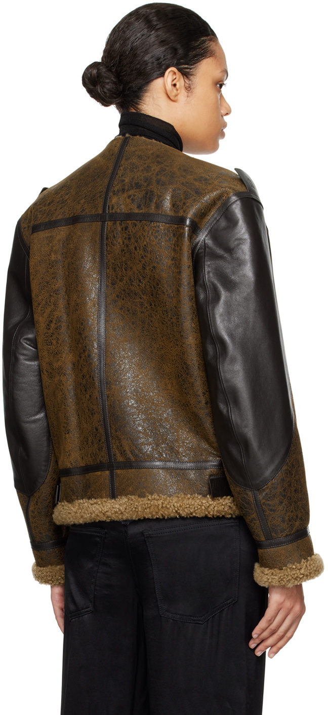 Givenchy Brown Cracked Leather Jacket Givenchy