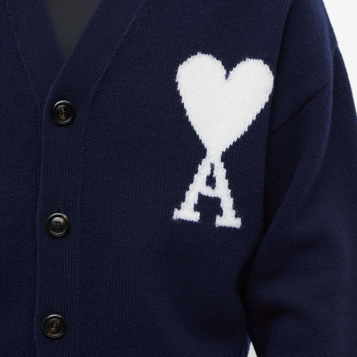 AMI Men's Tonal A Heart Cardigan in Nautic Blue/White AMI
