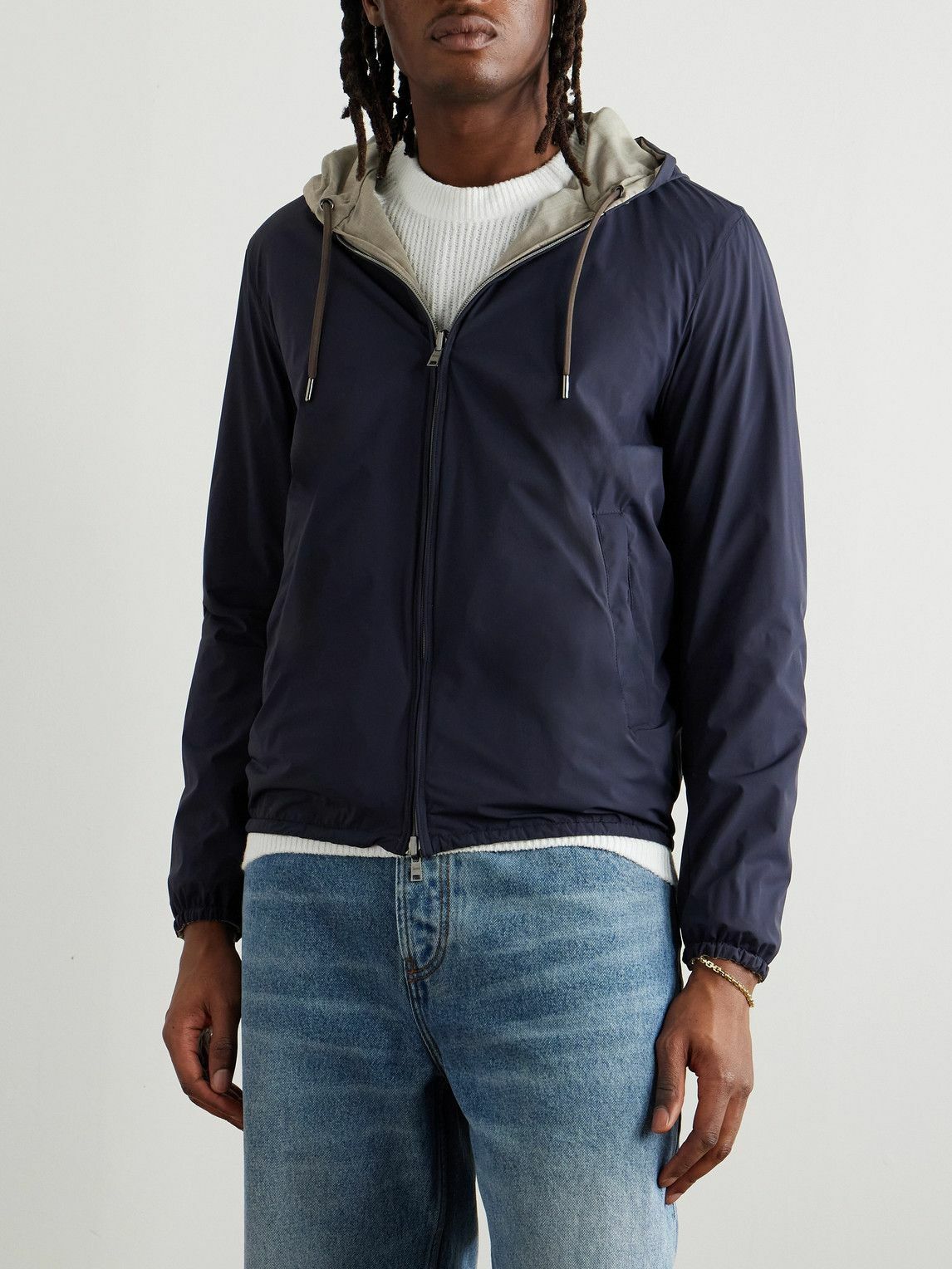 Herno - Reversible Virgin Wool and Silk-Blend and Shell Hooded Jacket - Neutrals Herno