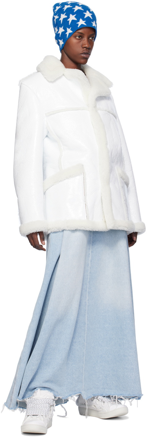 ERL White Patch Pocket Shearling Jacket ERL