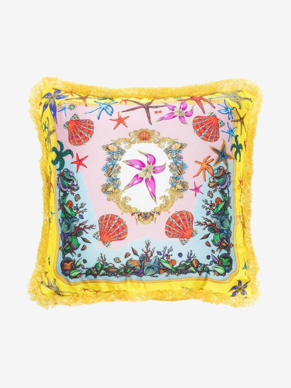 Versace Pink Seaside Printed Silk Cushion Versace
