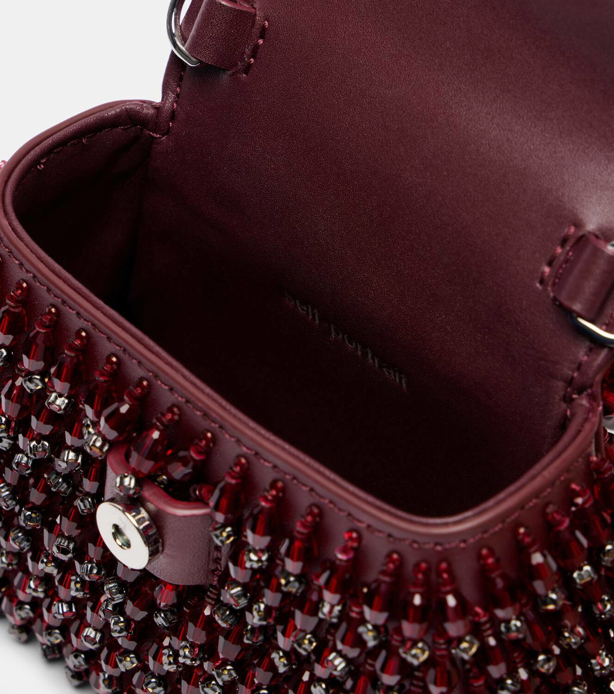 Self-Portrait Bow Micro beaded leather tote bag Self-Portrait