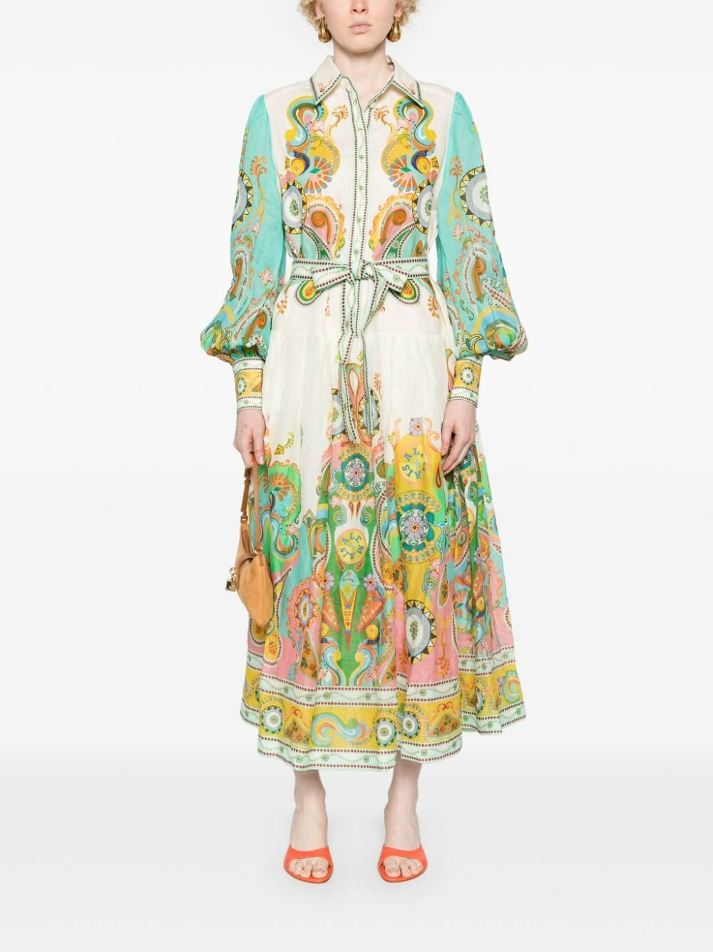 ALEMAIS Blue Pinball Ramie Shirt Dress ALÉMAIS