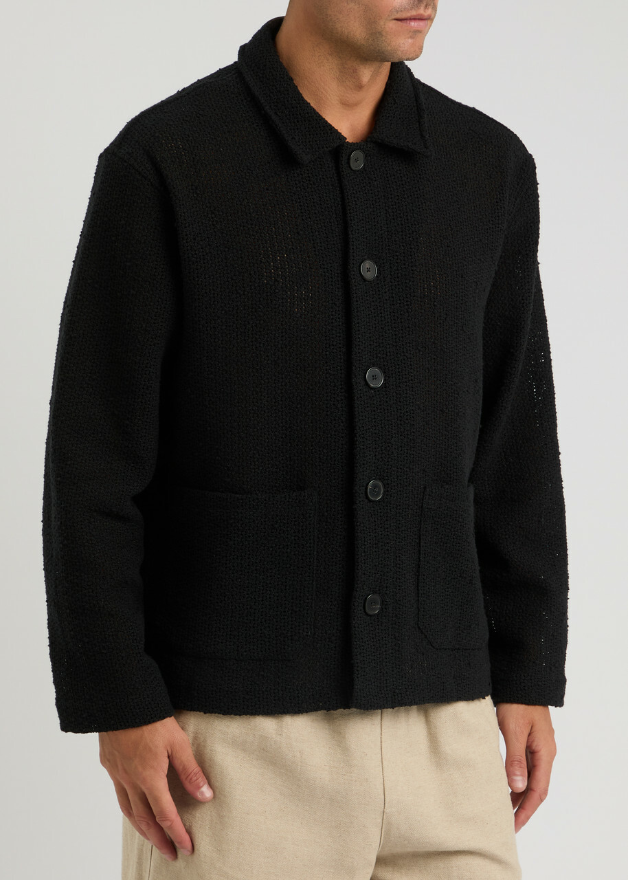 Frame Open-knit Cotton-blend Jacket Black Frame Denim