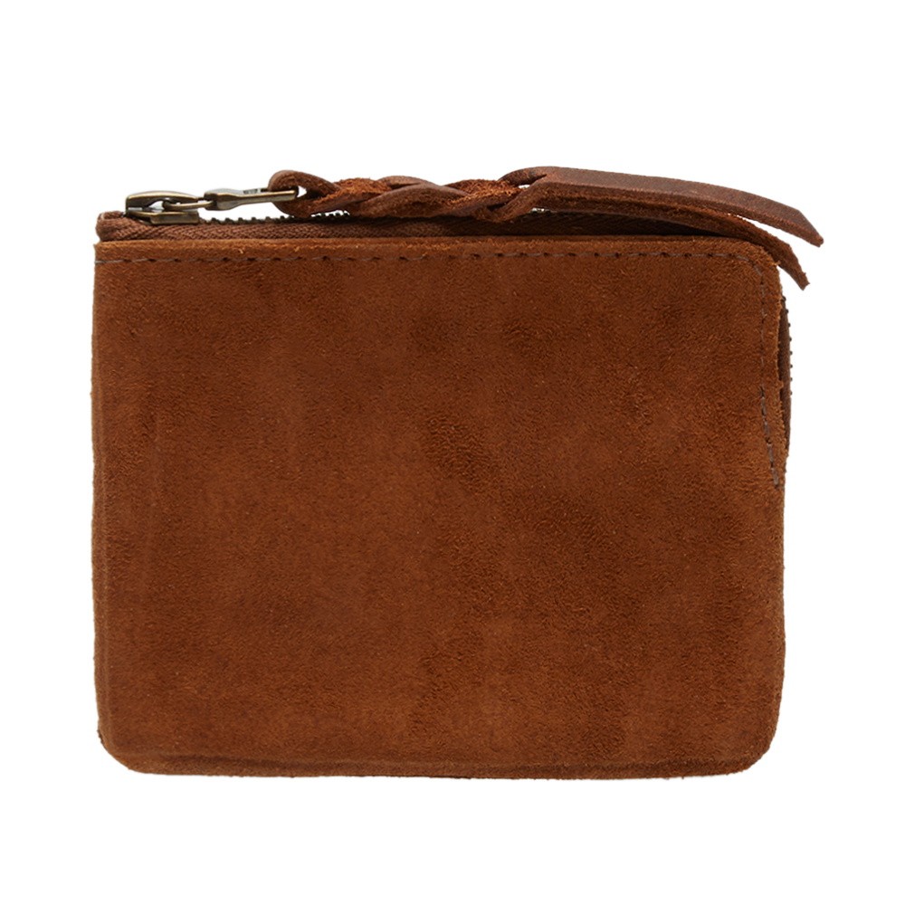 Maple Suede Half Zip Wallet Maple
